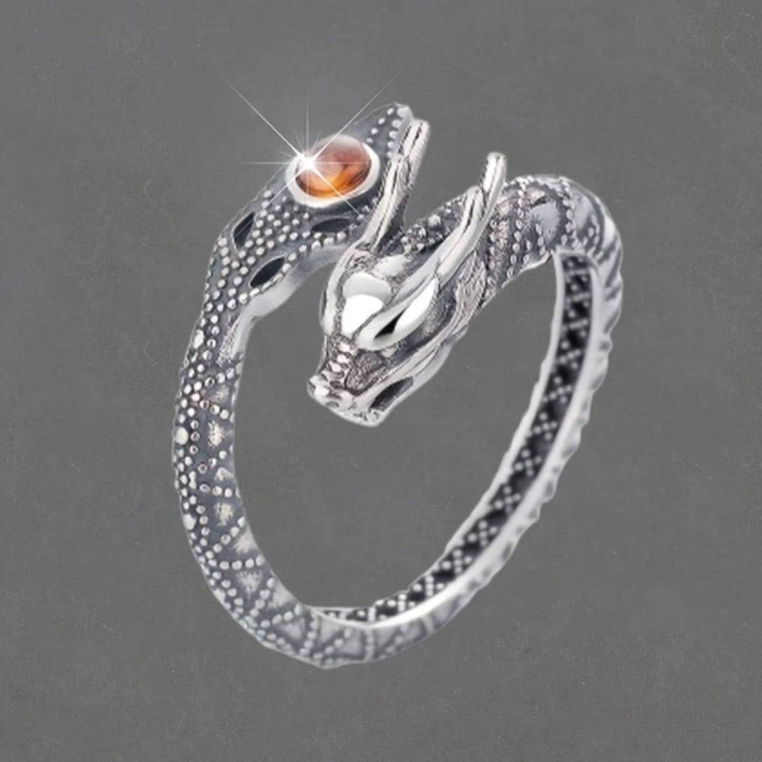Adjustable Silver Dragon Orange Crystal Ring – Amelia Jewelry