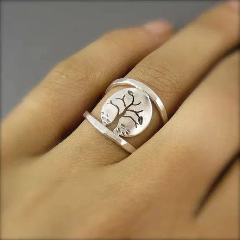 Tree of Life Adjustable Silver Ring – Amelia Jewelry