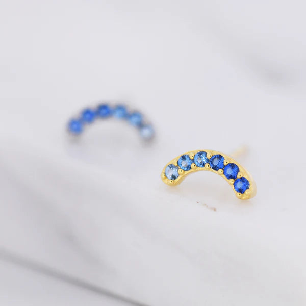 Sapphire Blue Arch Stud Earrings – Amelia Jewelry