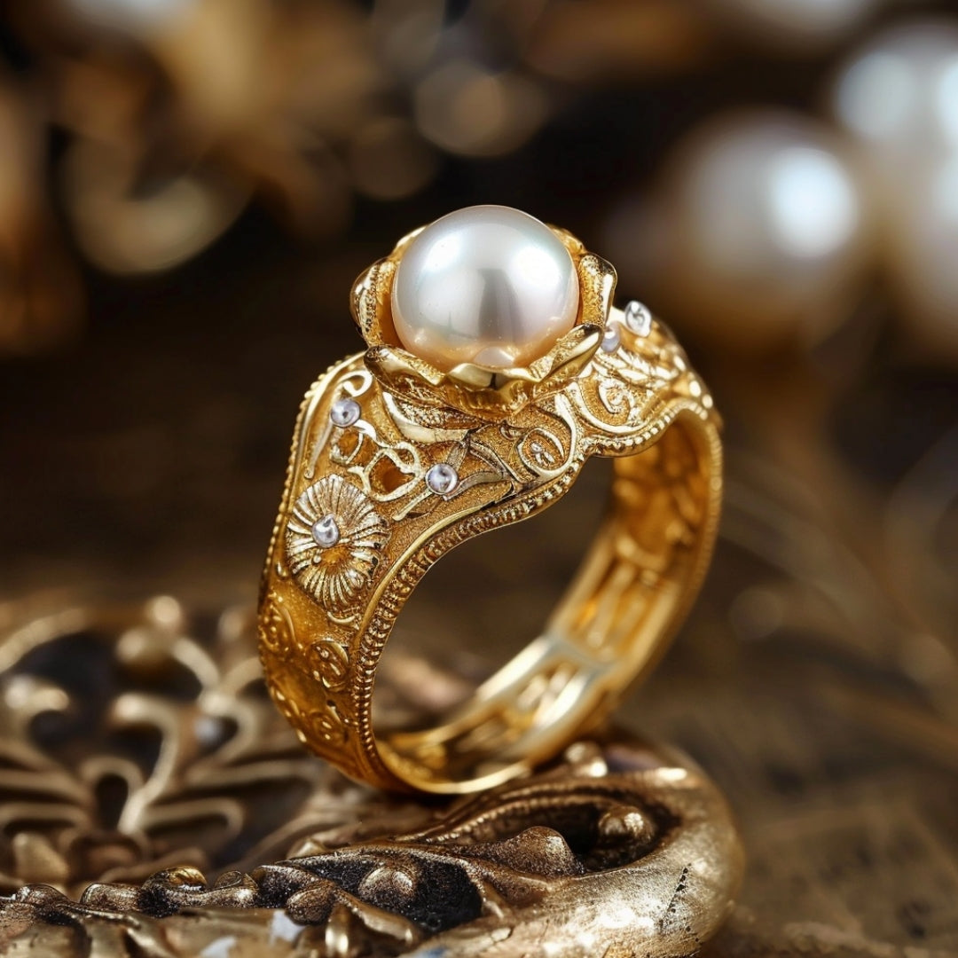 Pearl Gold Ring – Amelia Jewelry