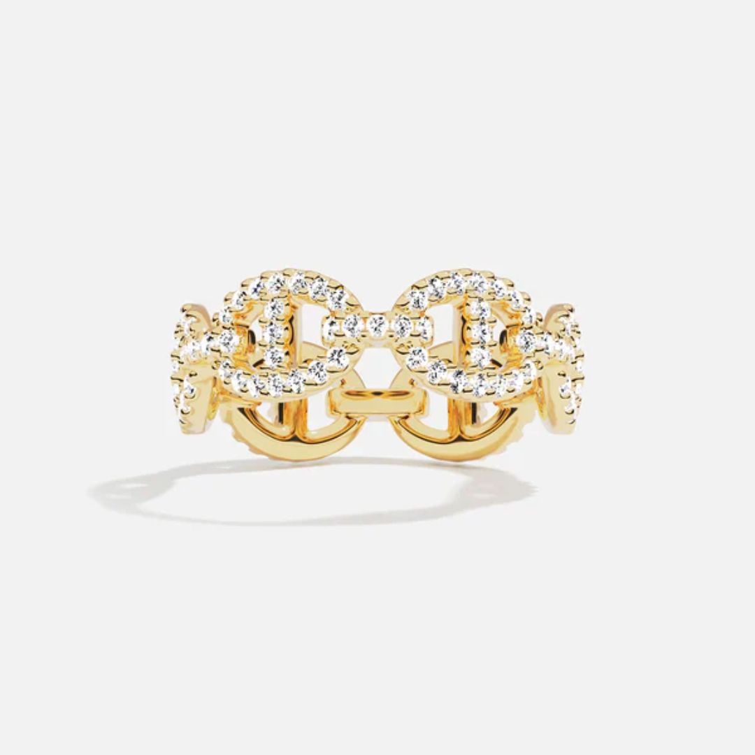 Chain Bright Gold Ring – Amelia Jewelry