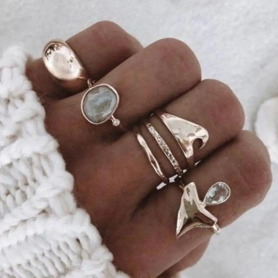 Vintage Ocean Silver Set Rings – Amelia Jewelry