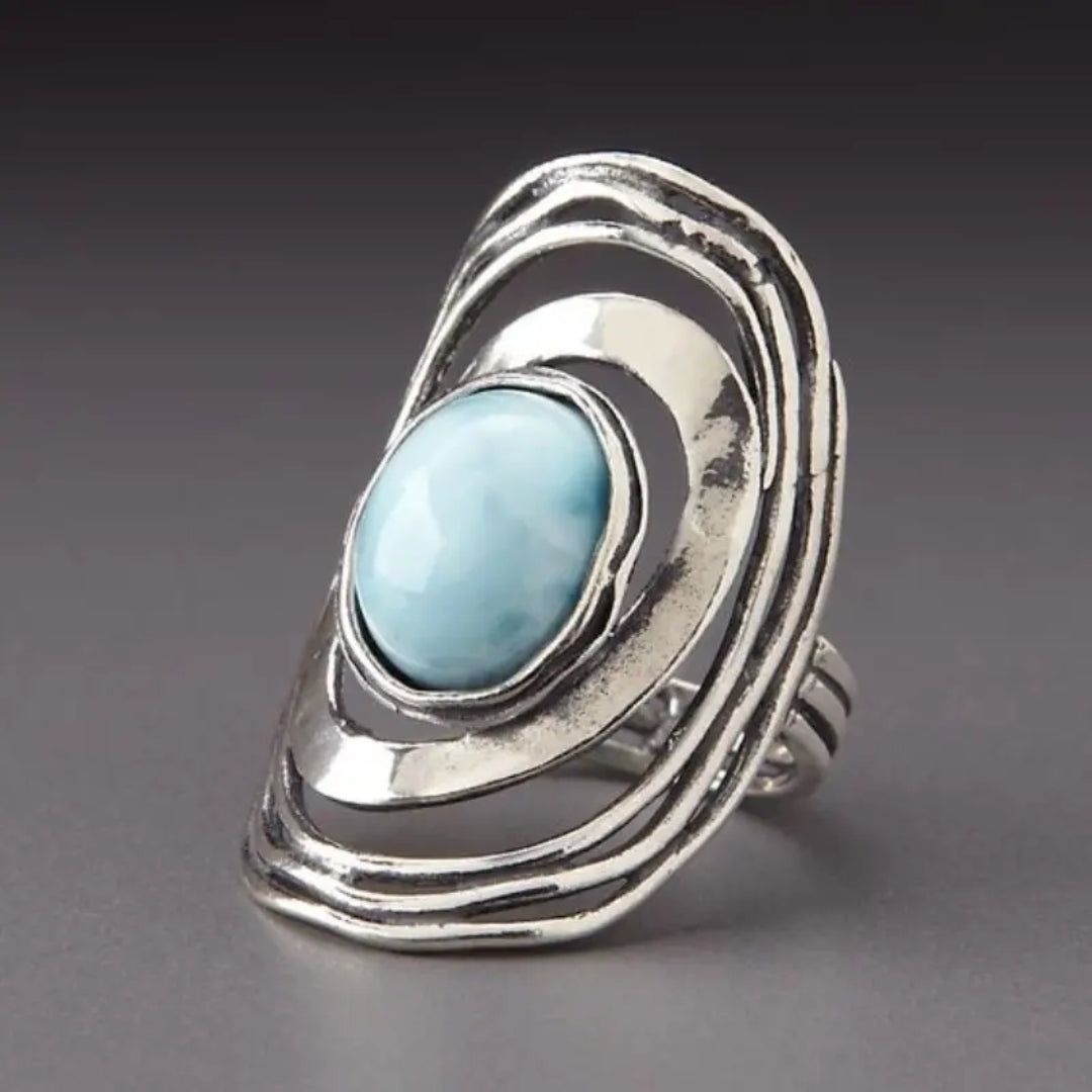 Vintage Blue Inlaid Stone Spiral Ring – Amelia Jewelry