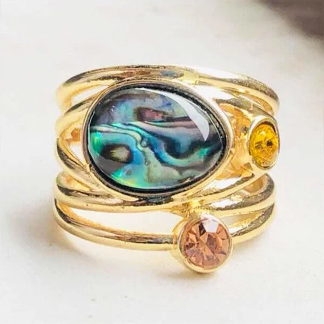 Vintage Chromatic Golden Layered Ring – Amelia Jewelry