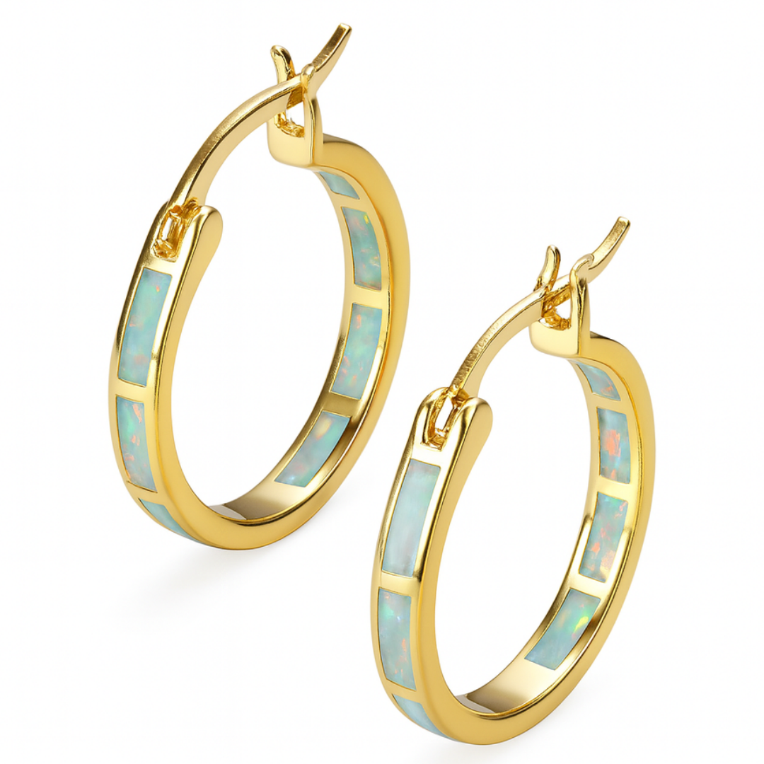 Opal Bar Hoops – Amelia Jewelry