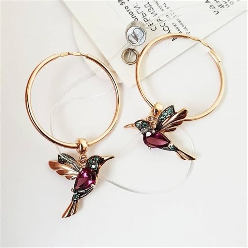 Limited Edition Flying Hummingbird Earrings with Zirconia Inlay ...