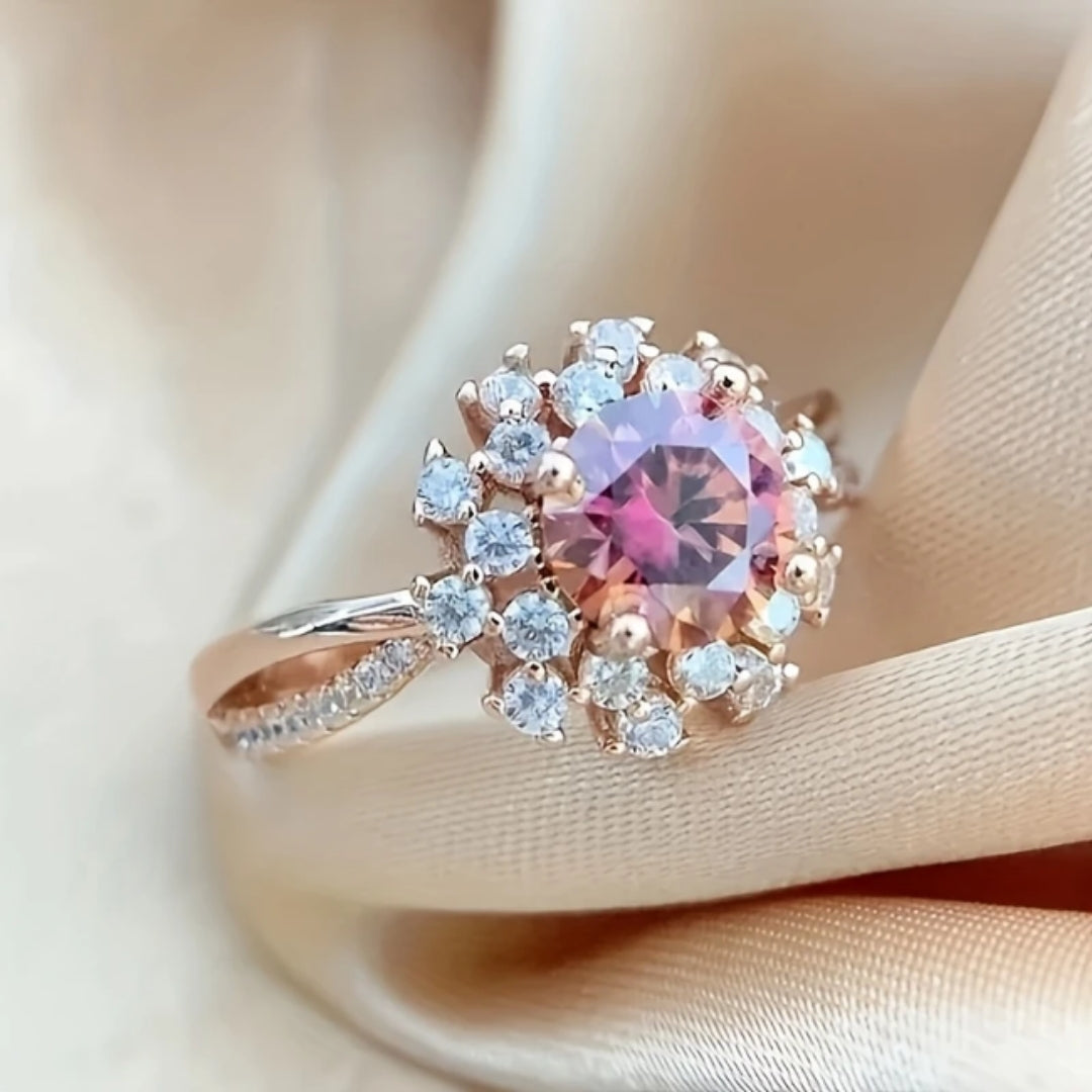 Pink Rounded Sparkling Ring – Amelia Jewelry