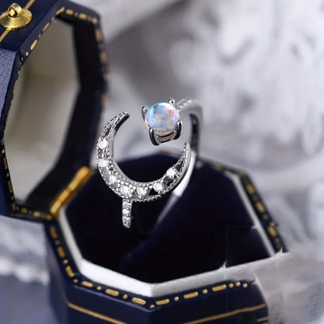 White Moonstone Moon Ring – Amelia Jewelry