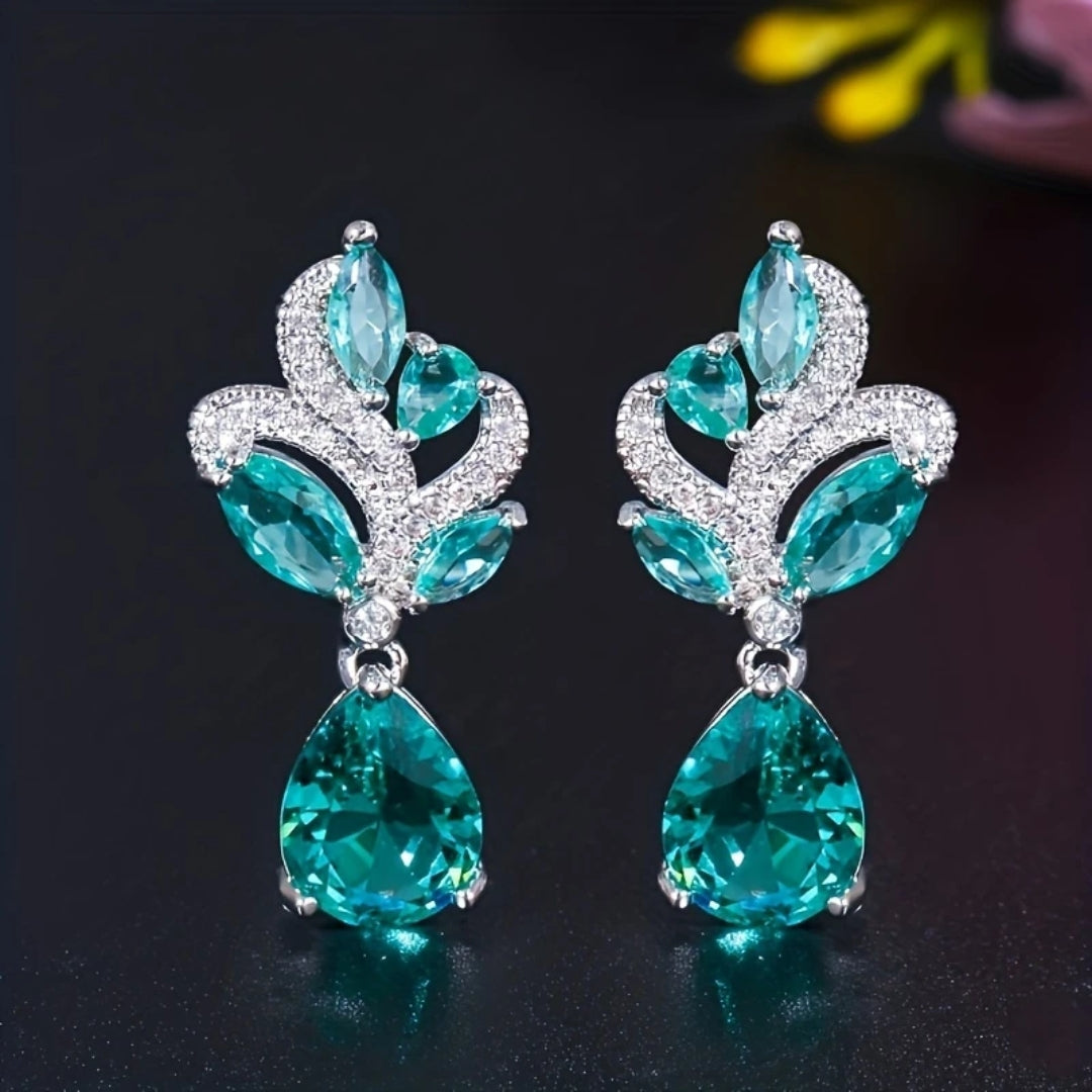 Turquoise Glass Flower Earrings – Amelia Jewelry