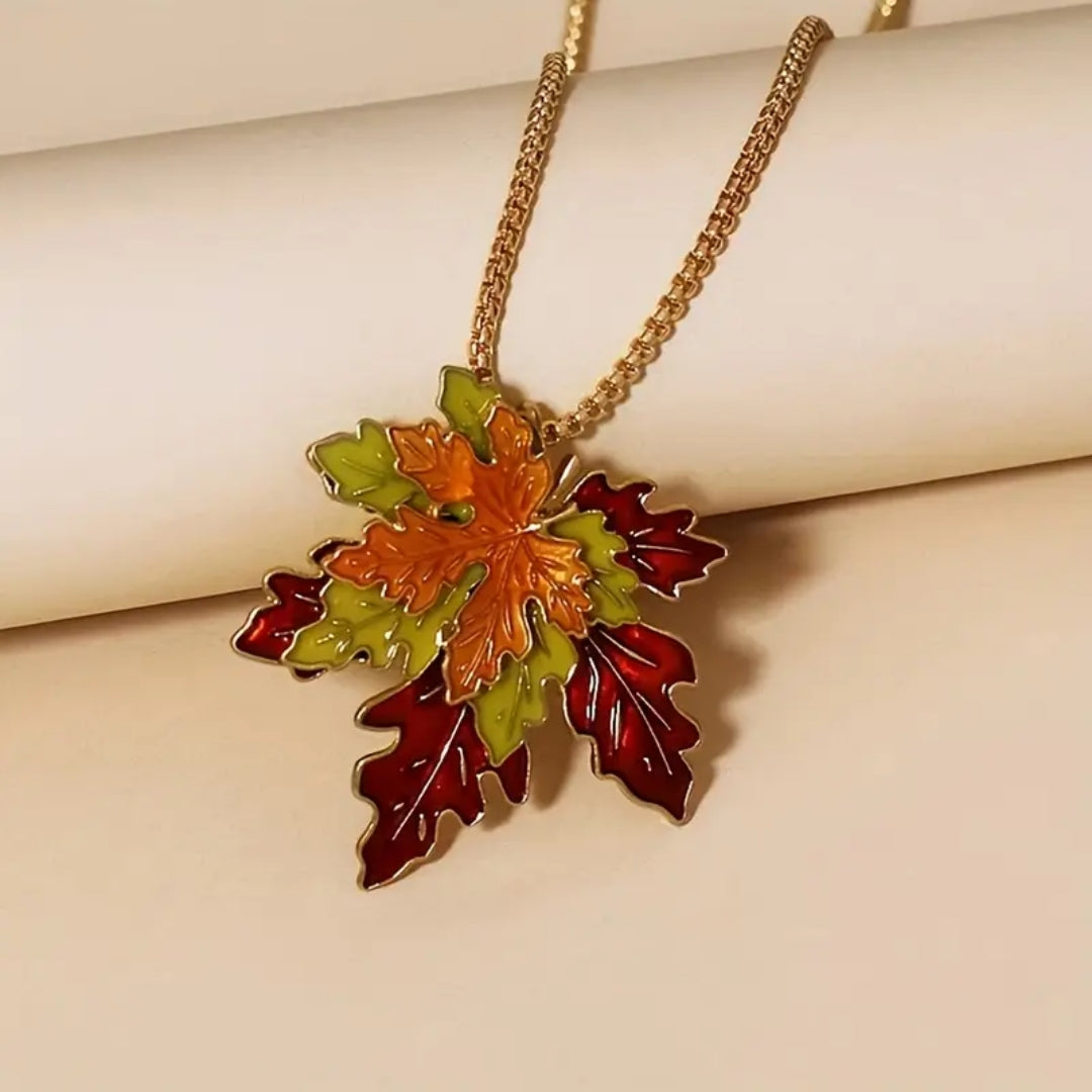 Crystal Layered Fall Leaf Necklace – Amelia Jewelry