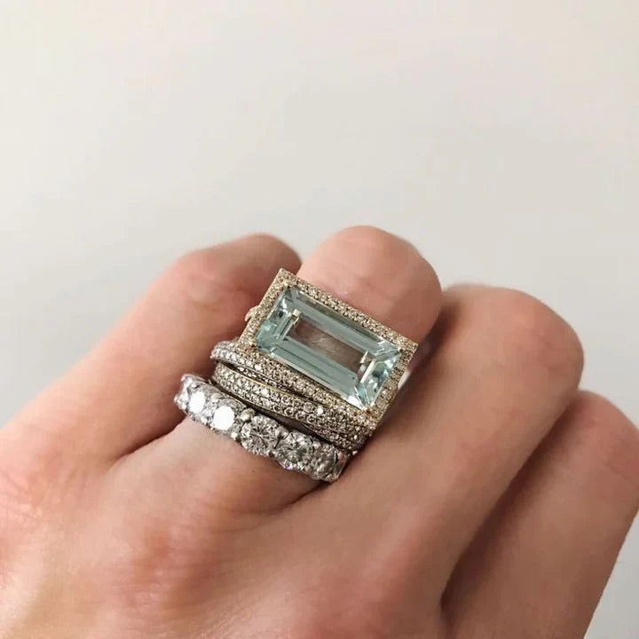 Vintage Silver Turquoise Glass Ring Set – Amelia Jewelry