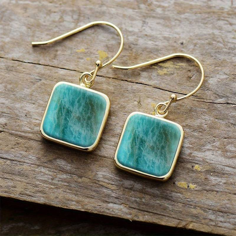 Vintage Turquoise Square Stone Earrings – Amelia Jewelry