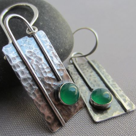 Vintage Silver Green Earrings – Amelia Jewelry