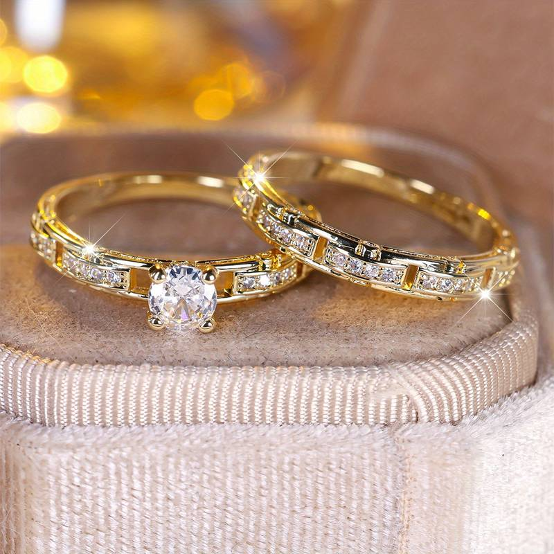 Vintage Sparkling Golden Ring Set – Amelia Jewelry