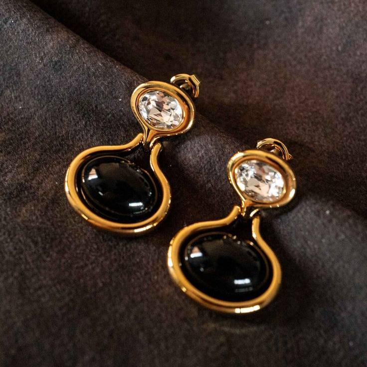 Vintage Black Golden Earrings – Amelia Jewelry
