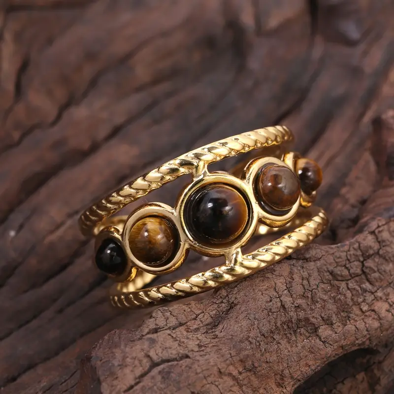 Brown Stone Gold Ring – Amelia Jewelry