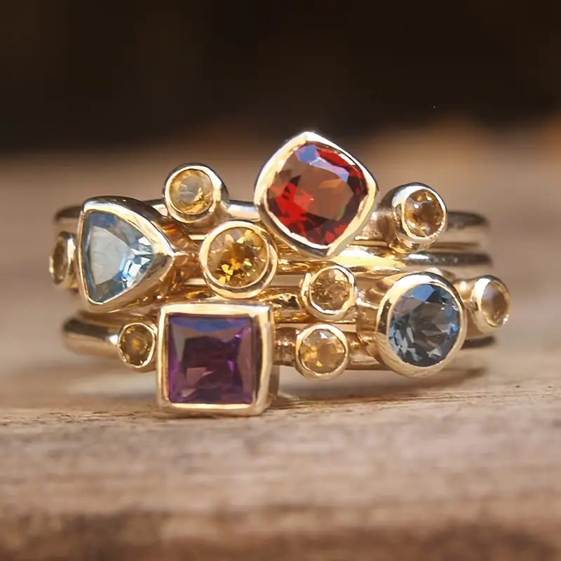 Colorful Layered Gold Ring – Amelia Jewelry
