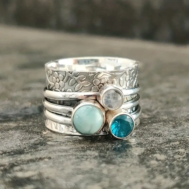 Vintage Stones Silvered Ring – Amelia Jewelry