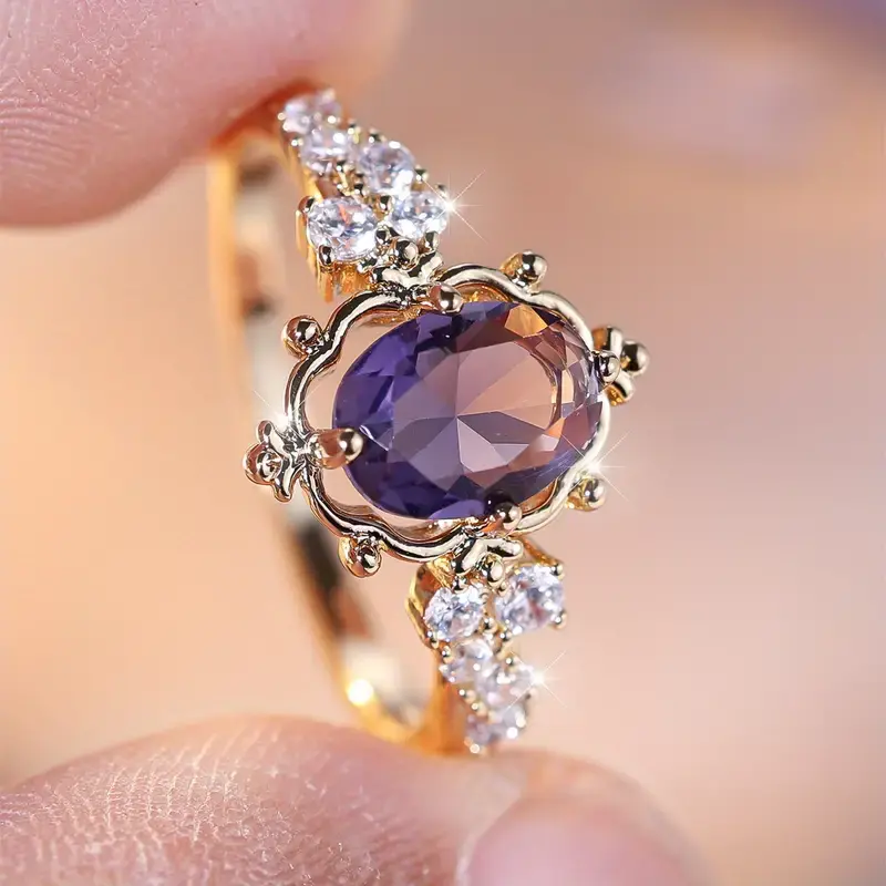 Violet Bright Gold Ring – Amelia Jewelry