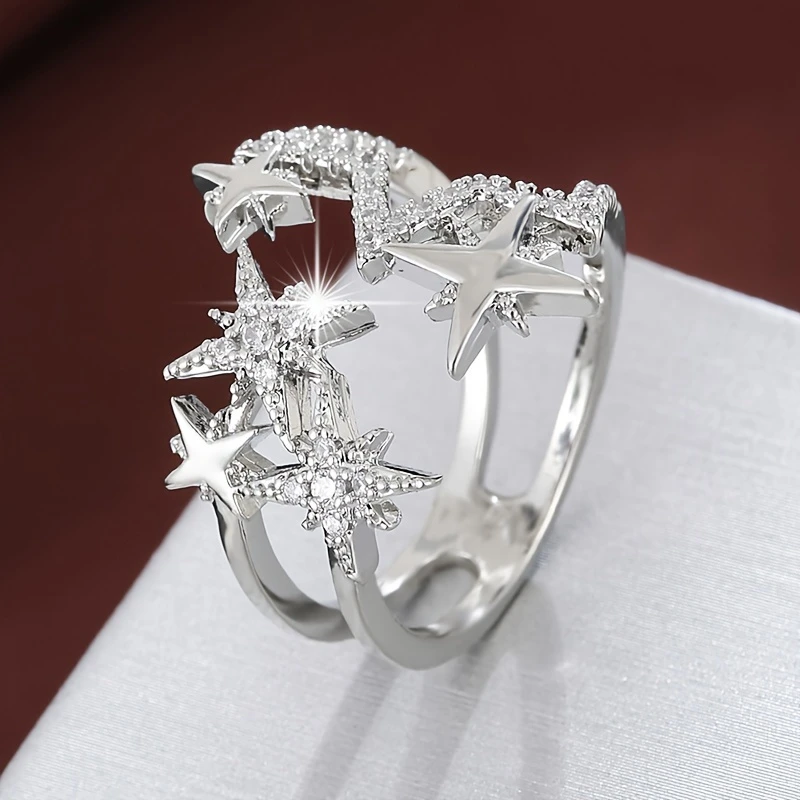 Sparkling Star Silver Ring – Amelia Jewelry