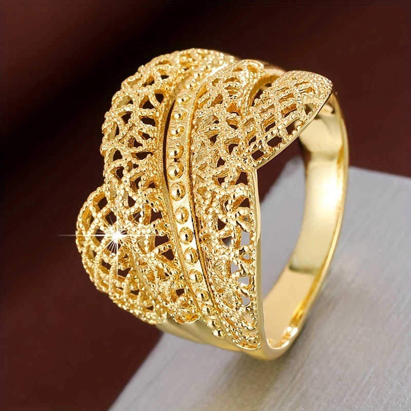 Mesh Hollow Gold Ring – Amelia Jewelry