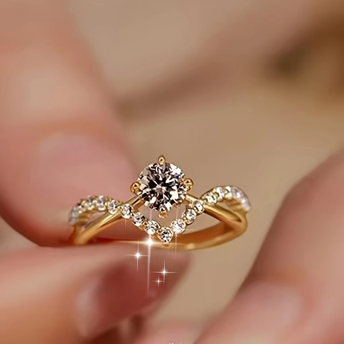 Crown Bright Gold Ring – Amelia Jewelry
