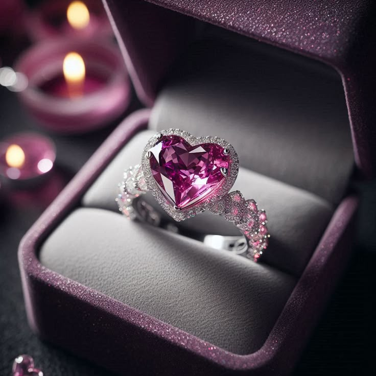 Exotic Pink Crystal Heart Silver Ring – Amelia Jewelry