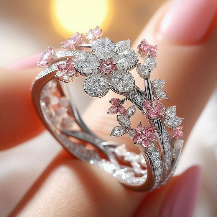 Pink Crystalline Flower Ring – Amelia Jewelry