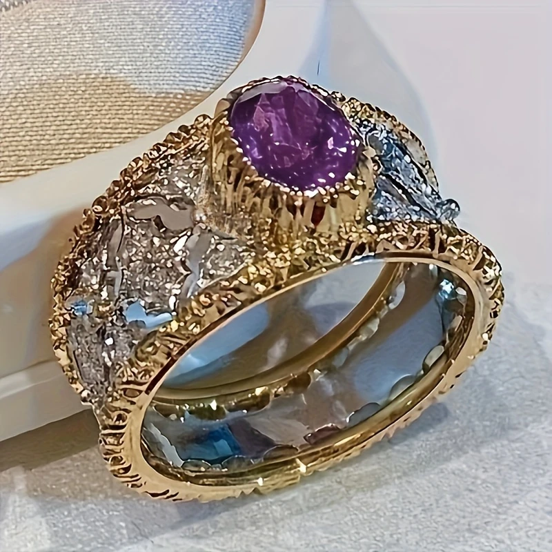 Bright Crystalline Violet Stone Ring – Amelia Jewelry