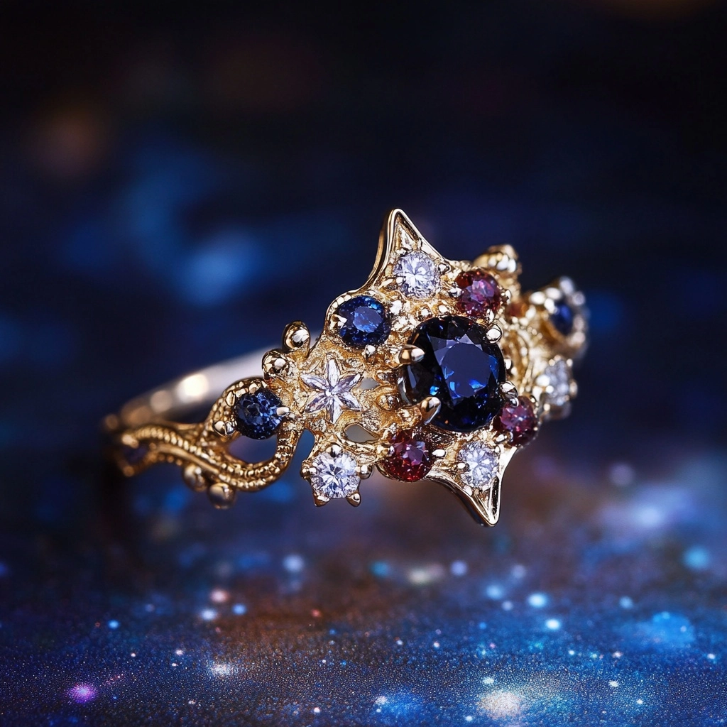 Colorful Crystal Starlight Gold Ring – Amelia Jewelry