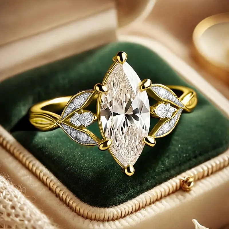 White Oval Gold Crystal Ring – Amelia Jewelry