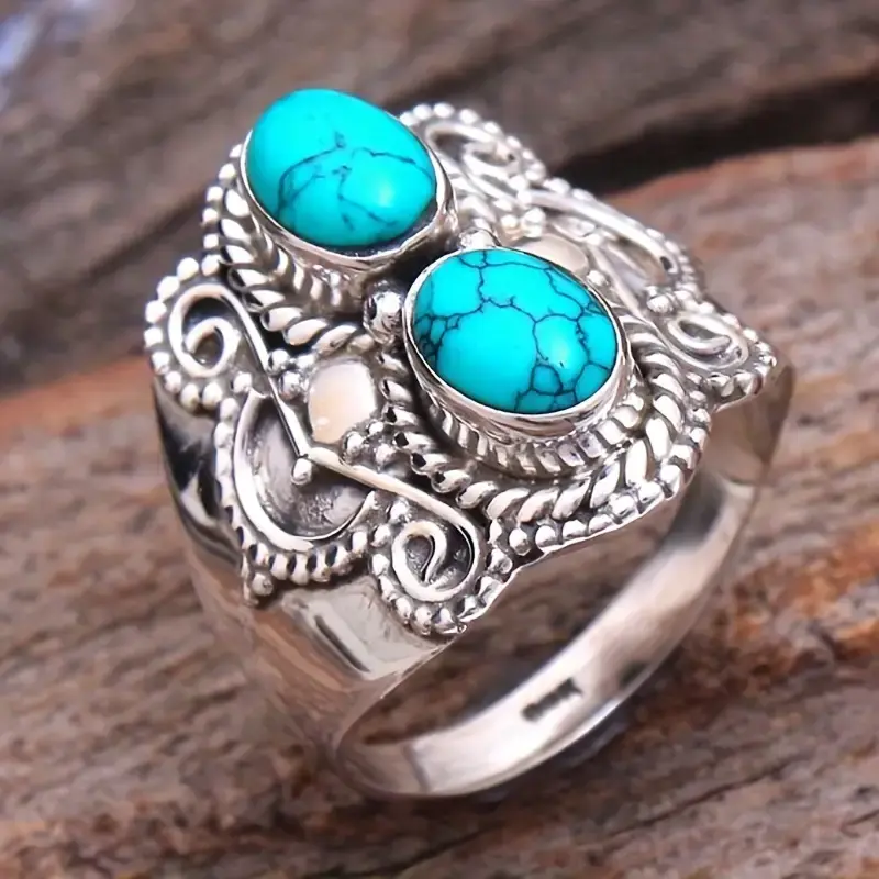 Double Blue Stone Ring – Amelia Jewelry