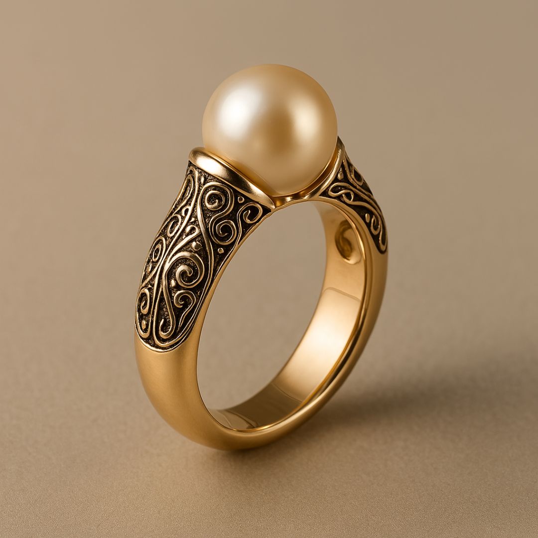 Vintage Pearl Golden Ring – Amelia Jewelry