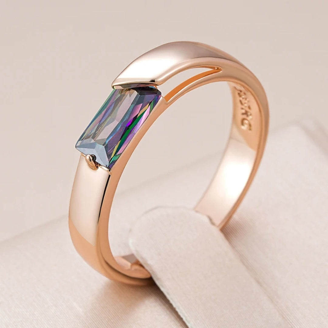 Elegant Colorful Inlaid Crystal Ring – Amelia Jewelry